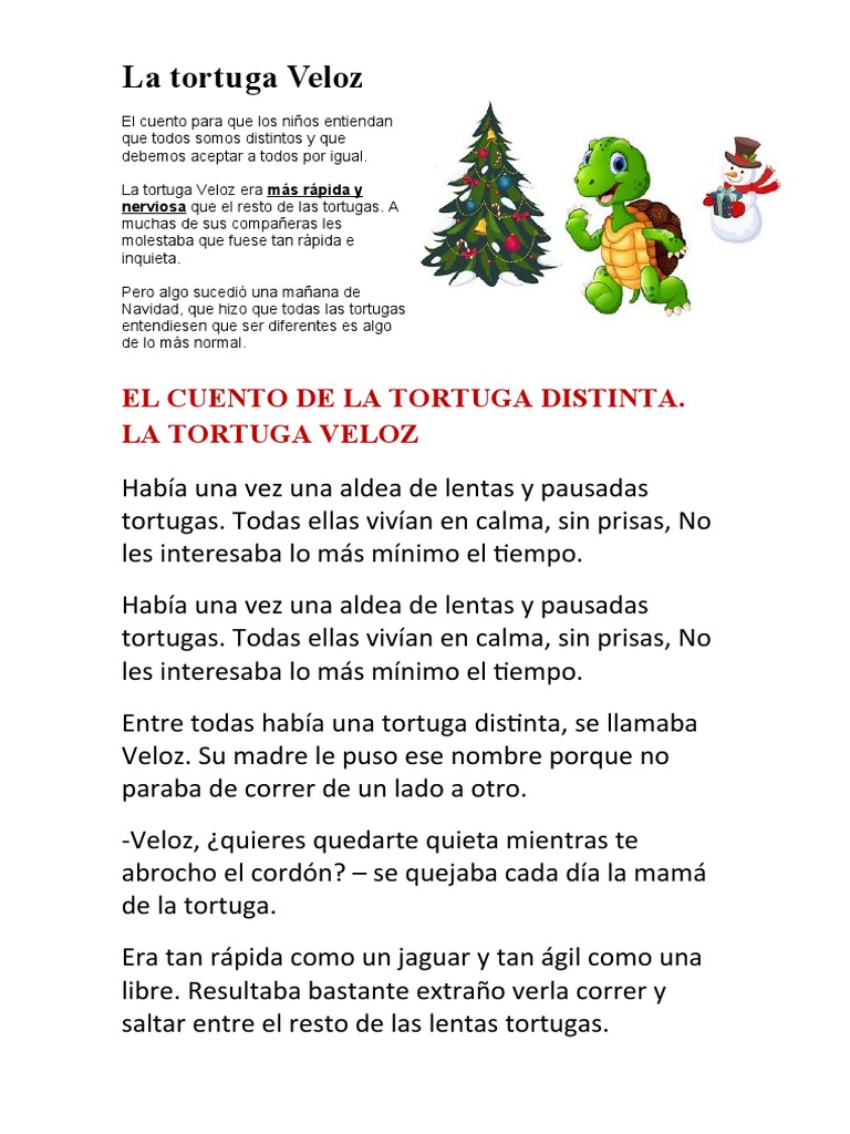 La tortuga Veloz y su diferencia | PDF