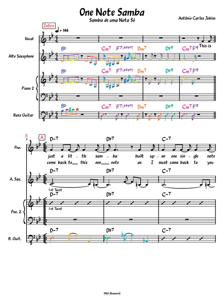 One Note Samba Arrangment | PDF