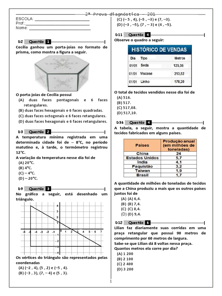 Simulado de Matematica 9 Ano | PDF
