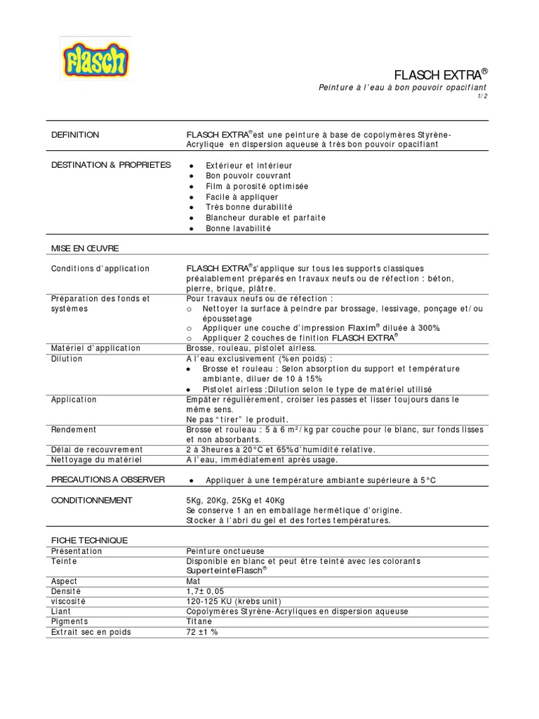 FLASH EXTRA Fiche Technique | PDF