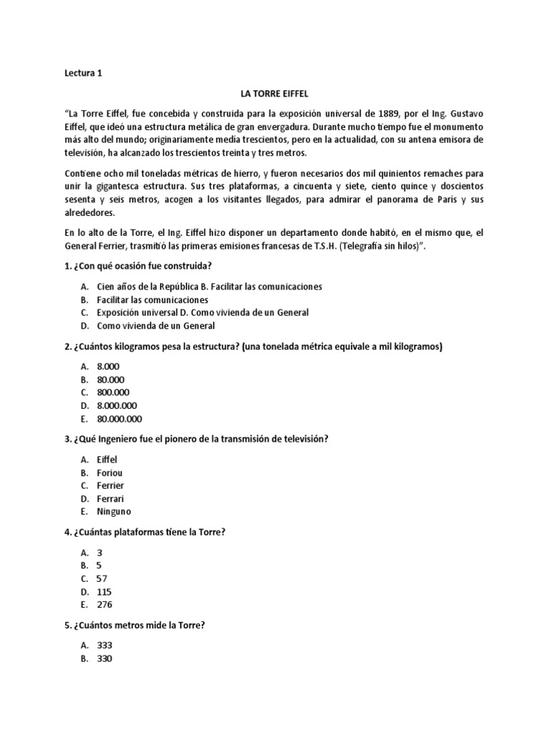 Comprensión Lectora EJERCICIOS | PDF