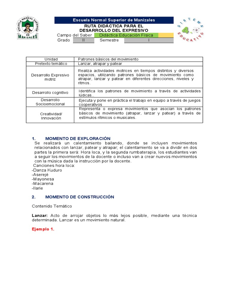 Ruta Didactica de Atrapar, Lanzar y Patear | PDF