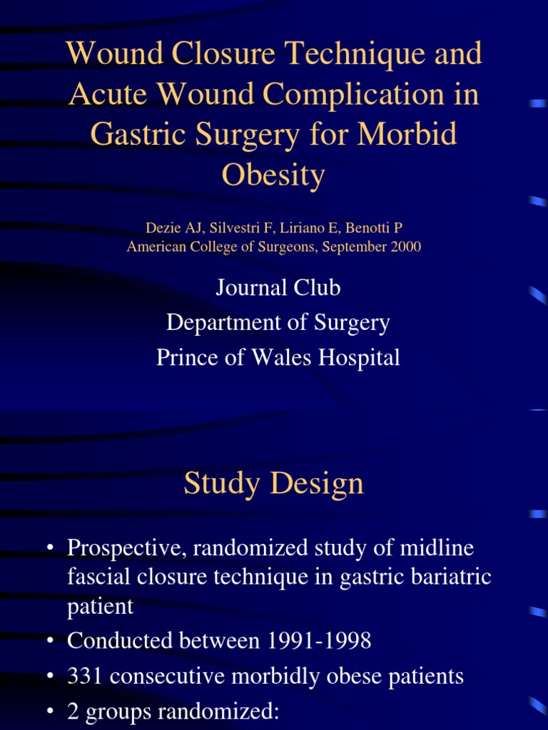 Wound Closure Technique and Acute Wound Complication in Gastric Surgery ...