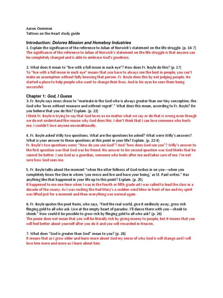 Tattoos On The Heart Study Guide | PDF | Compassion | Shame