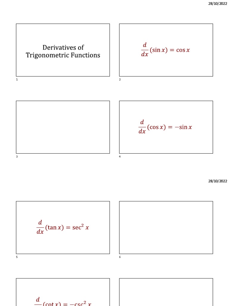 Derivatives Of Trigonometric And Transcendental Functions Pdf
