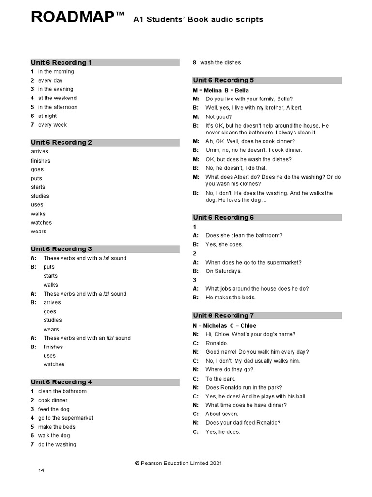 Students Book - Audio Scripts A1 Book 2 | PDF