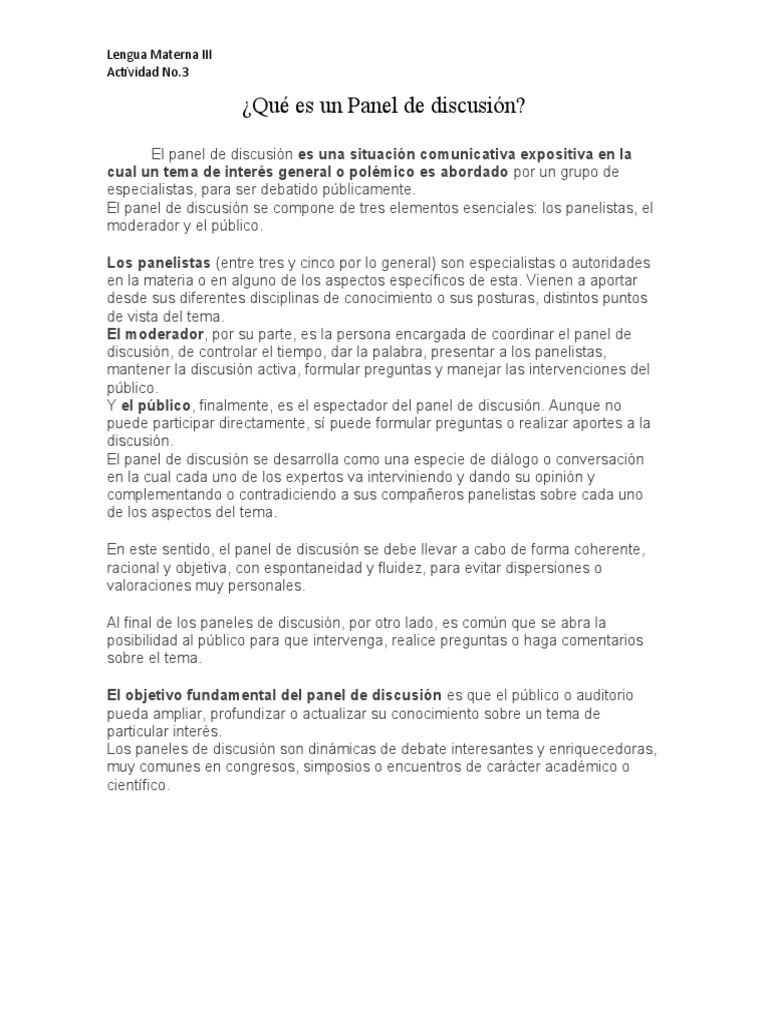 Qué Es Un Panel de Discusión | PDF
