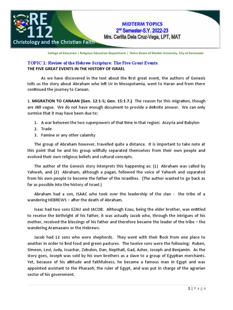 RE 112 Midterm Topics 1 3 | PDF | Religion & Spirituality