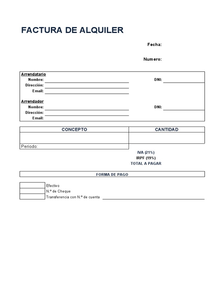 Modelo Factura Alquiler Local Word | PDF