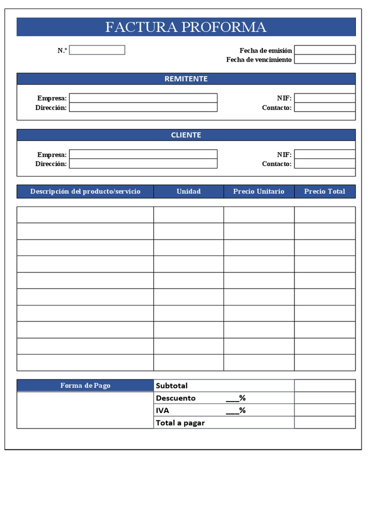 Modelo Factura Proforma Word | PDF