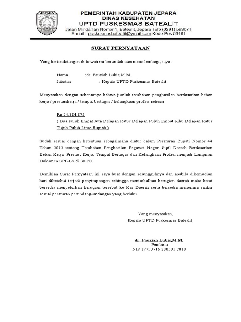 SURAT PERNYATAAN tamsil | PDF