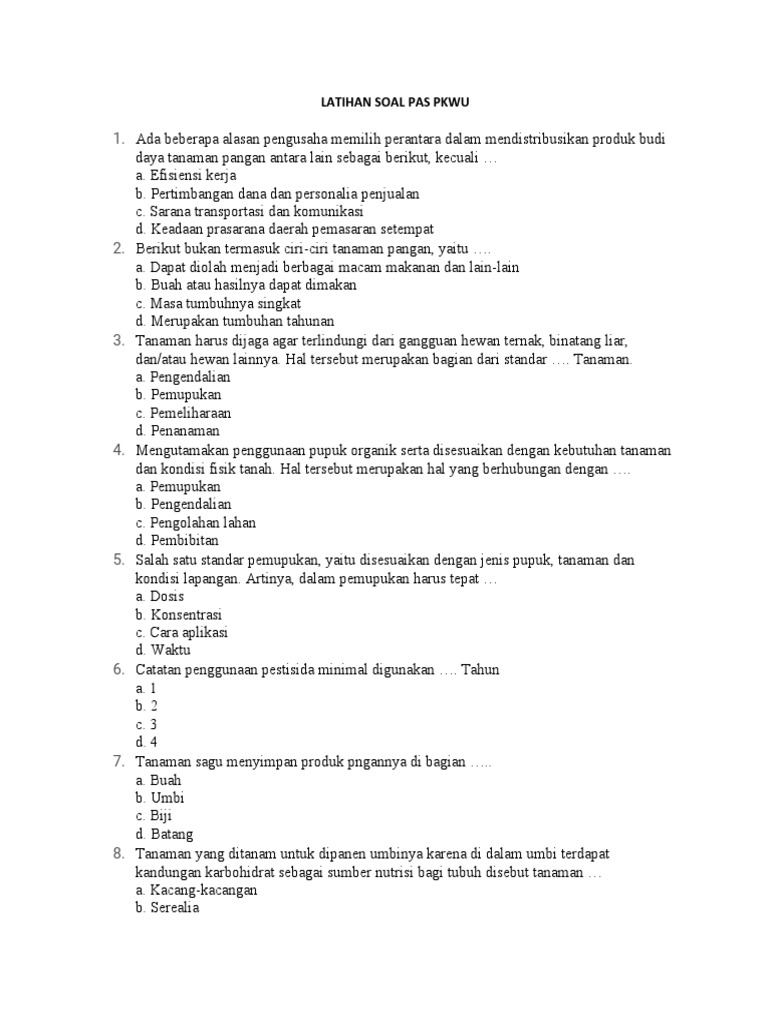 Latihan PAS PKWU | PDF | Bisnis
