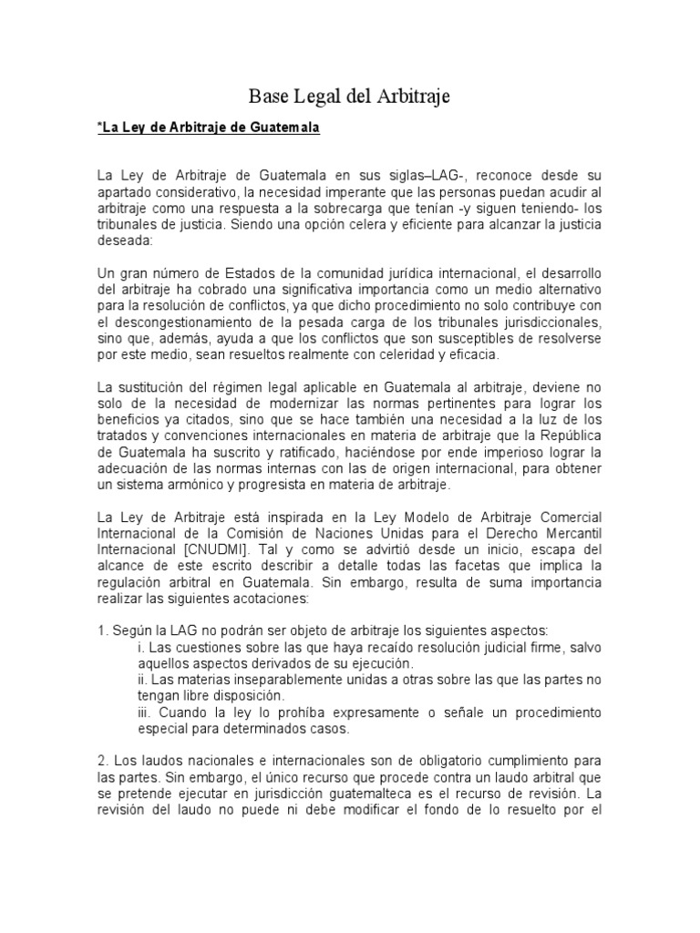 Base Legal Del Arbitraje | PDF | Finanzas y dinero | Ciencias sociales