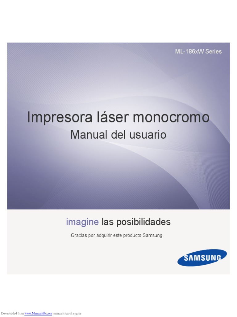 Samsung ML-1865W Manual Del Usuario | PDF | Residuos | Enchufes y tomas de corriente alterna