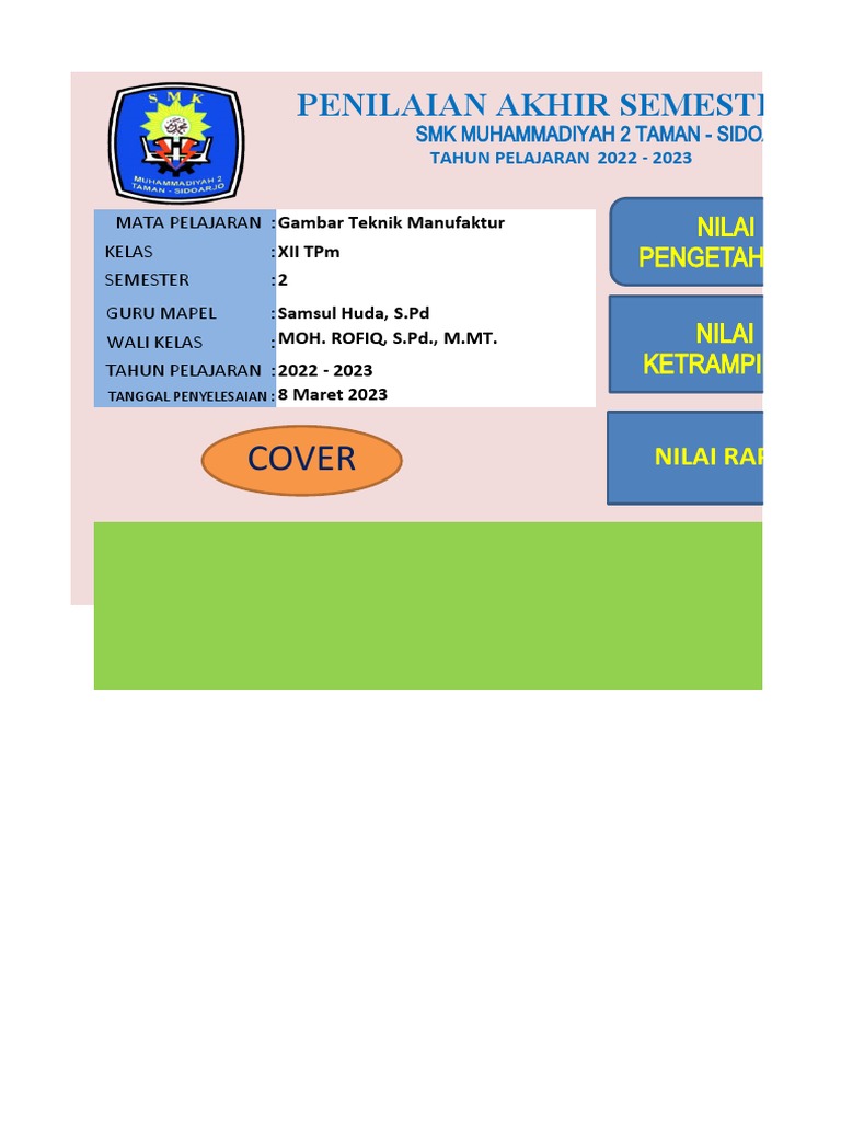 Nilai Kelas Xii TPM Smt.2 (Gambar Teknik Manufaktur) | PDF