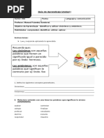 Prueba Sinónimos y Antónimos | PDF