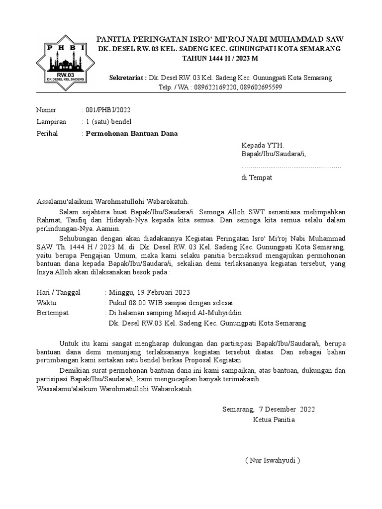 Proposal Isro' Mi'Roj 1444 H Fix | PDF