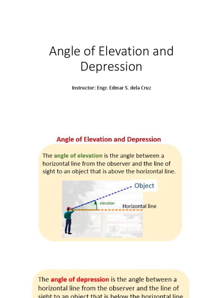 Angles of Elevation and Depression | PDF | Teaching Methods & Materials