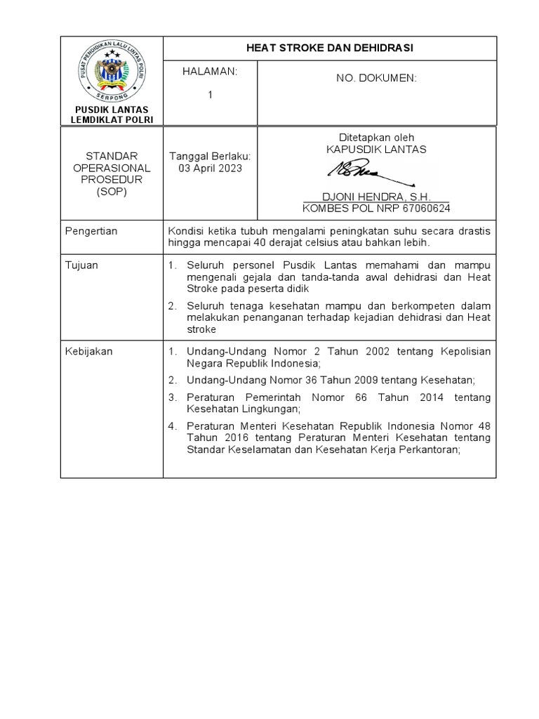 Sop Heat Stroke Pdf