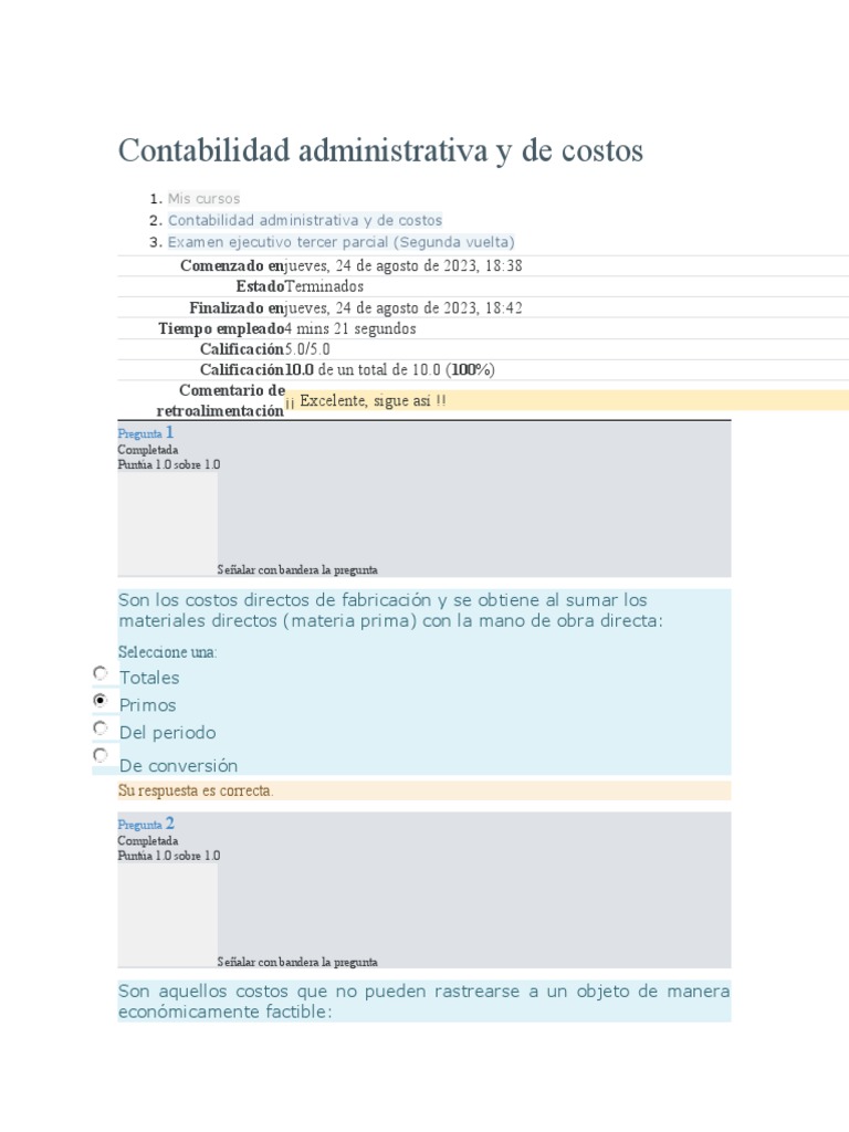 Contabilidad Administrativa y de Costos - Semana 3 | PDF