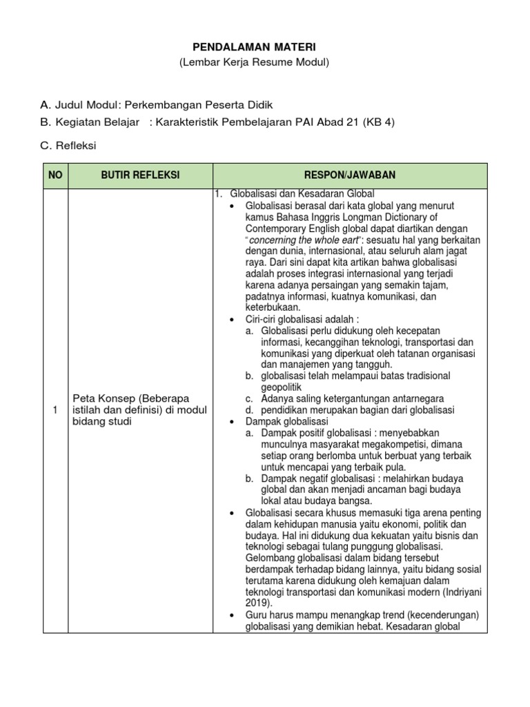 LK - Resume KB 4 Pendalaman Materi PPG 2021 | PDF