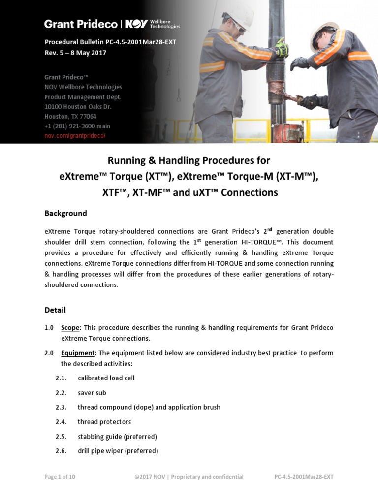 Running & Handling Procedures For Extreme™ Torque (XT™), Extreme ...