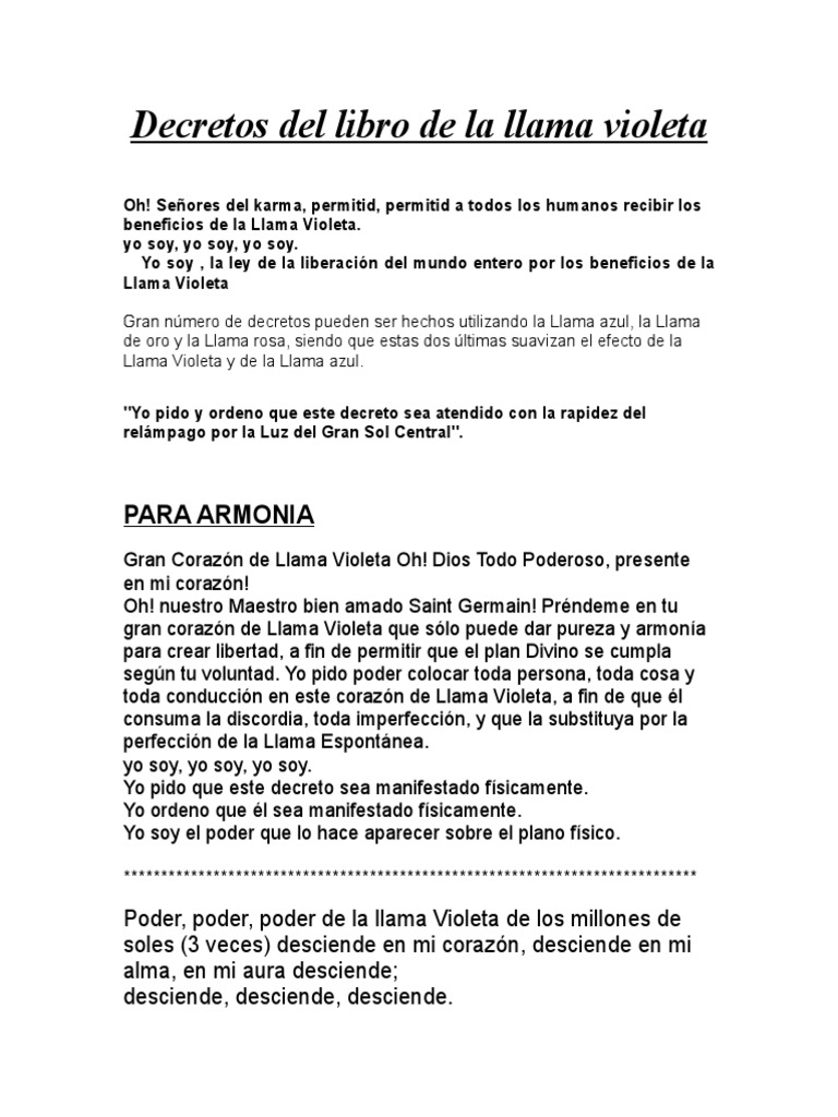 Decretos Poderosos Libro Llama Violeta | PDF