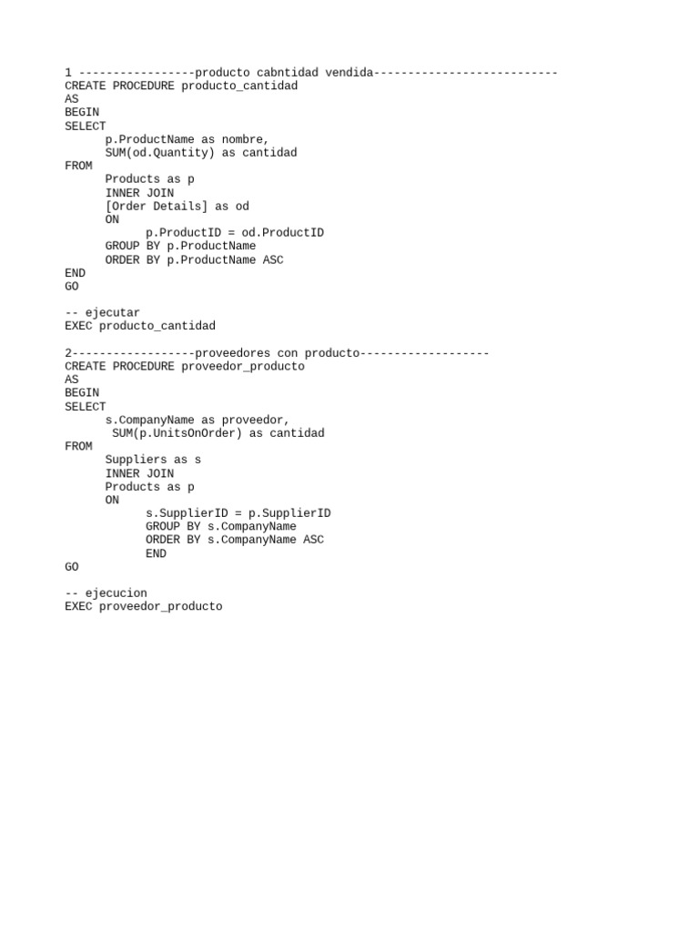 Procedimientos Almacenados | PDF