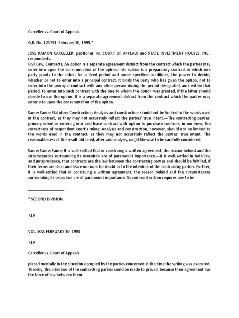 Carceller vs. Court of Appeals Case Summary | PDF | Finance & Money Management | Law