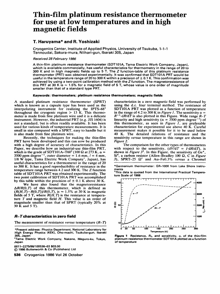 Haruyama1986-Thin-Film Platinum Resistance Thermometer For Use at Low ...