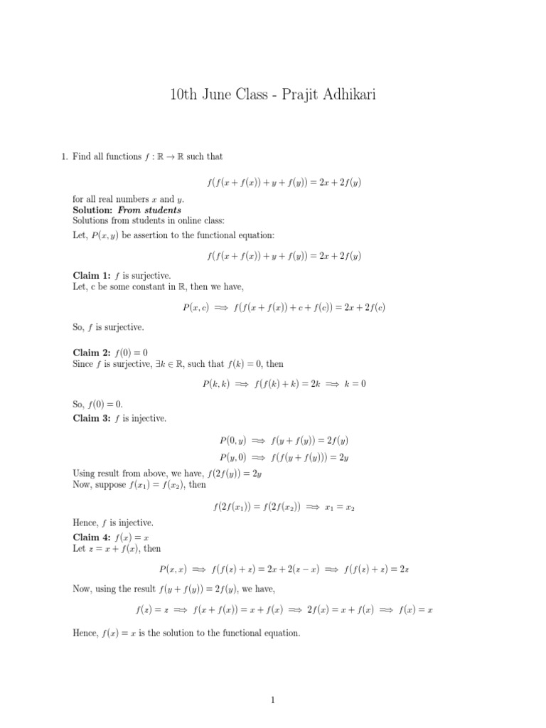Functional Equations Pdf