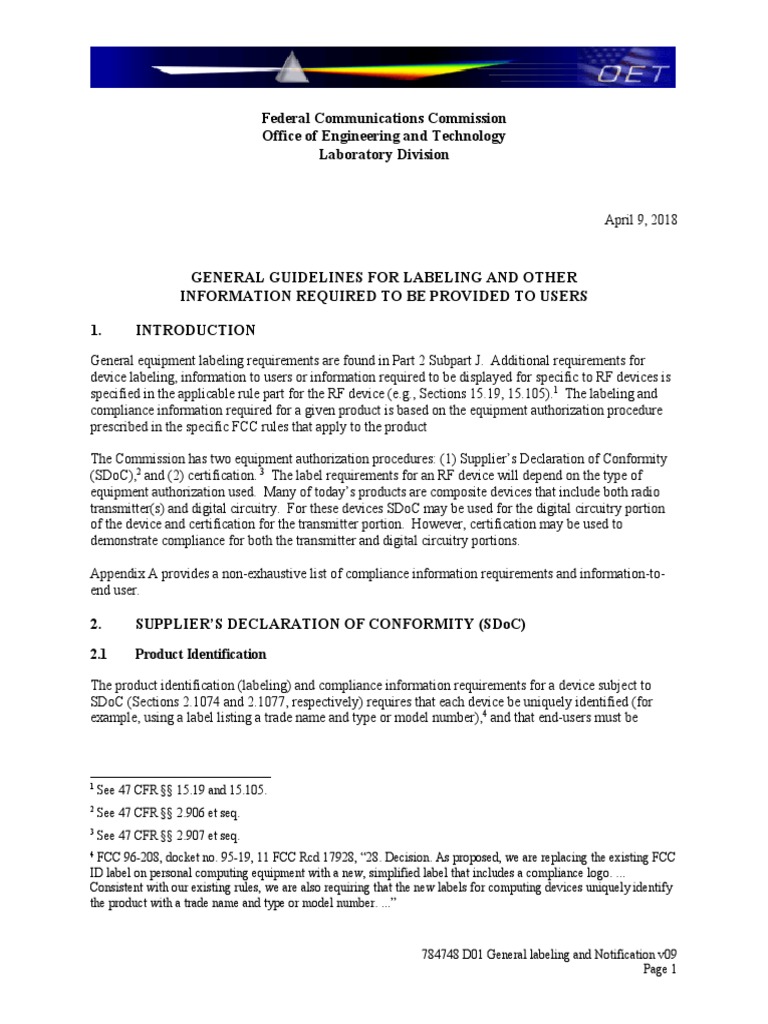 FCC ID Guide Document | PDF | Radio | Electromagnetic Interference