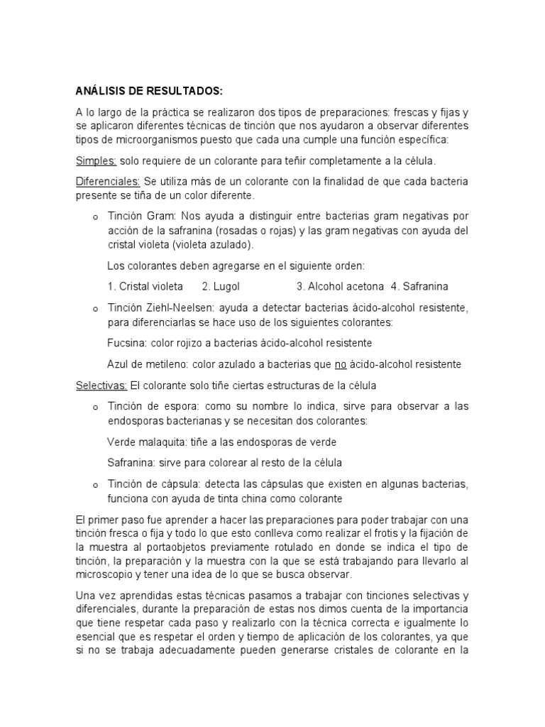 INFORME 2. Micro | PDF | Tinción | Las bacterias