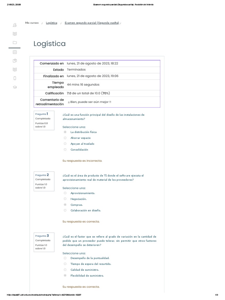 Examen Segundo Parcial (Segunda Vuelta) - Revisión Del Intento | PDF