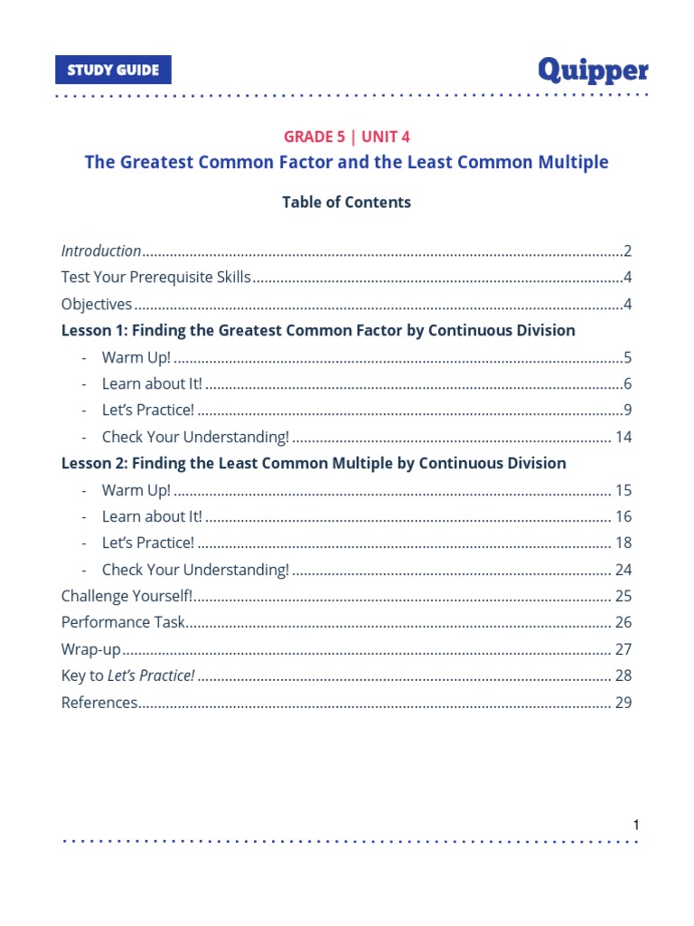 Grade 5 Math: GCF & LCM Study Guide | PDF