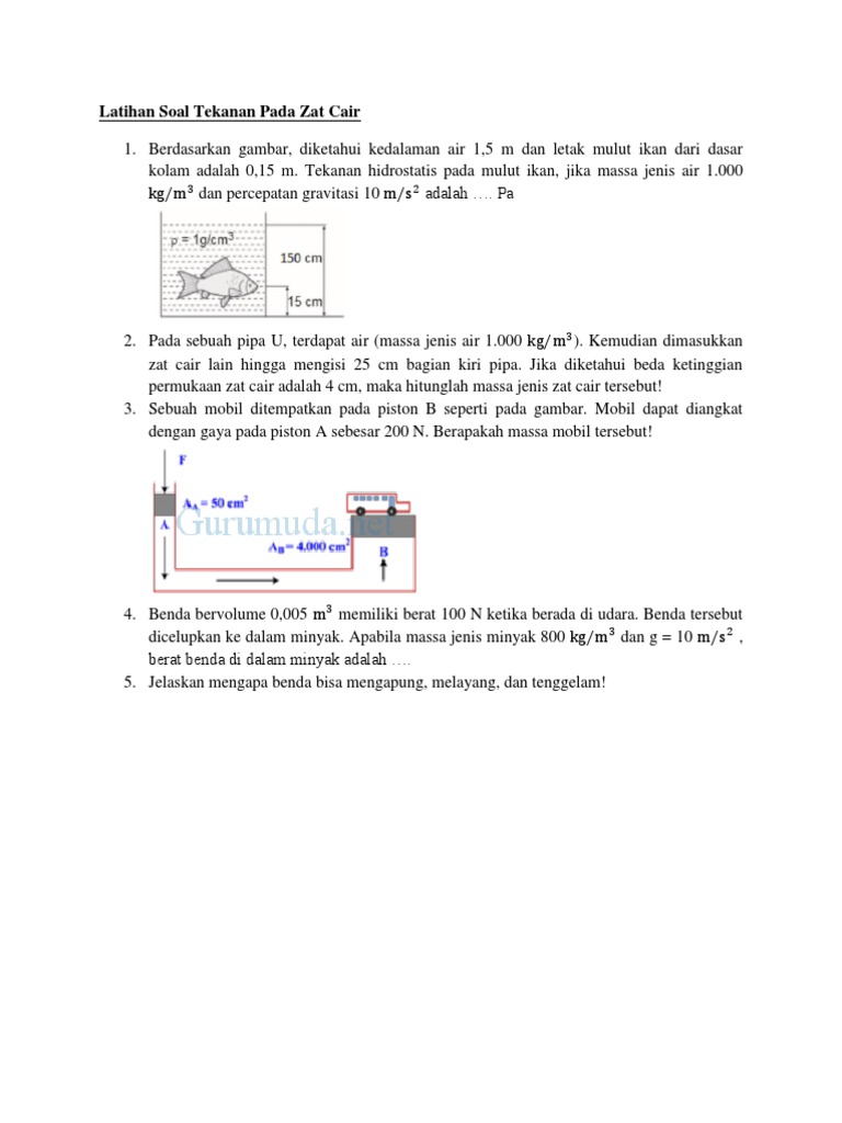 Latihan Soal Tekanan Zat Cair | PDF