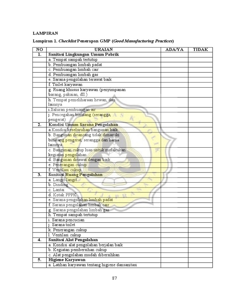 GMP SSOP Usaha Jasaboga | PDF