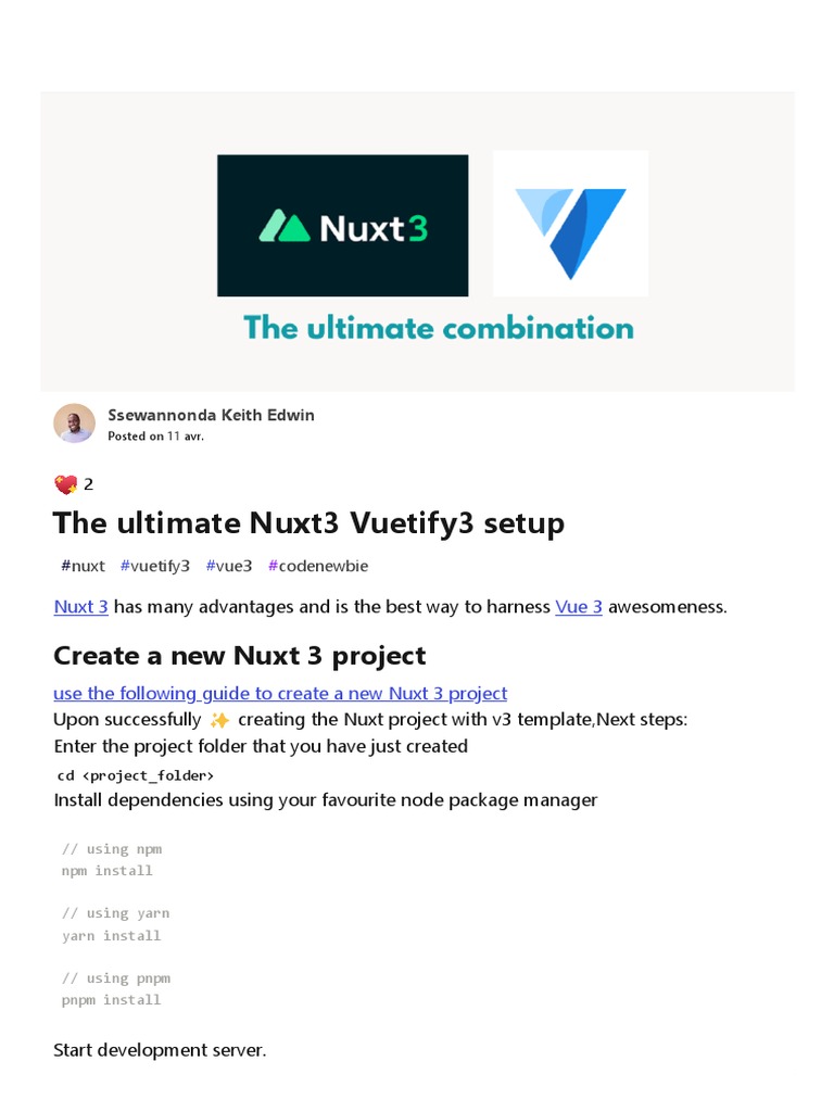 The Ultimate Nuxt3 Vuetify3 Setup - DeV Community | PDF | Computing | Software Engineering