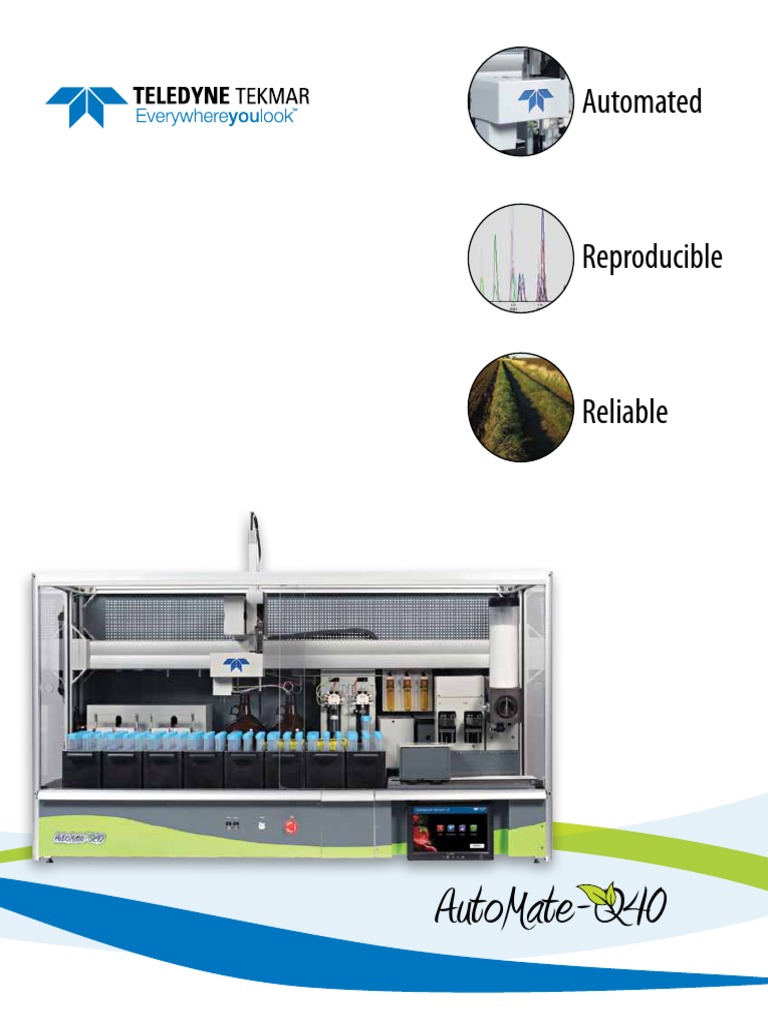 Brochure, Teledyne Tekmar AutoMate-Q40 automated QuEChERS platform | PDF | Automation | Volume