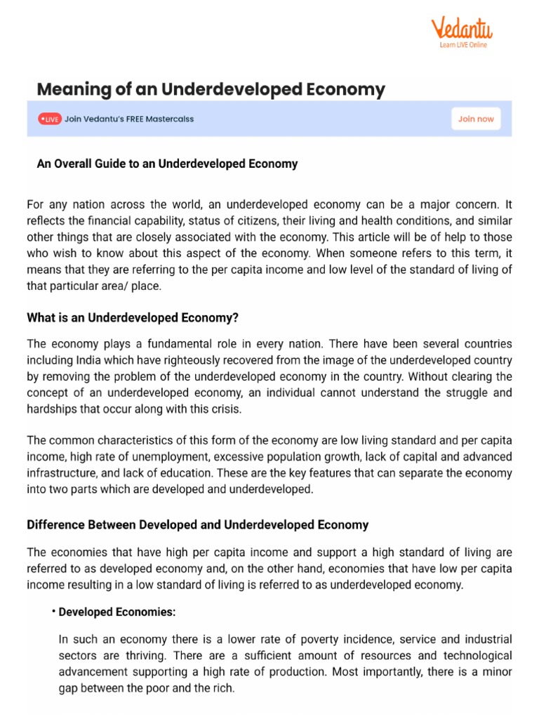 Meaning of an Underdeveloped Economy | PDF