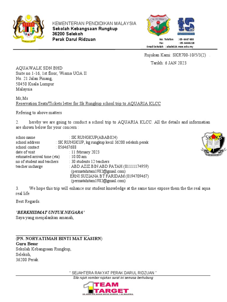 Surat Tempahan Tiket English | PDF | Malaysia