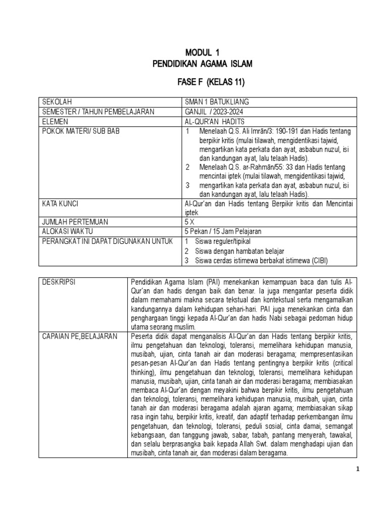 Modul Ajar Semester Ganjil | PDF