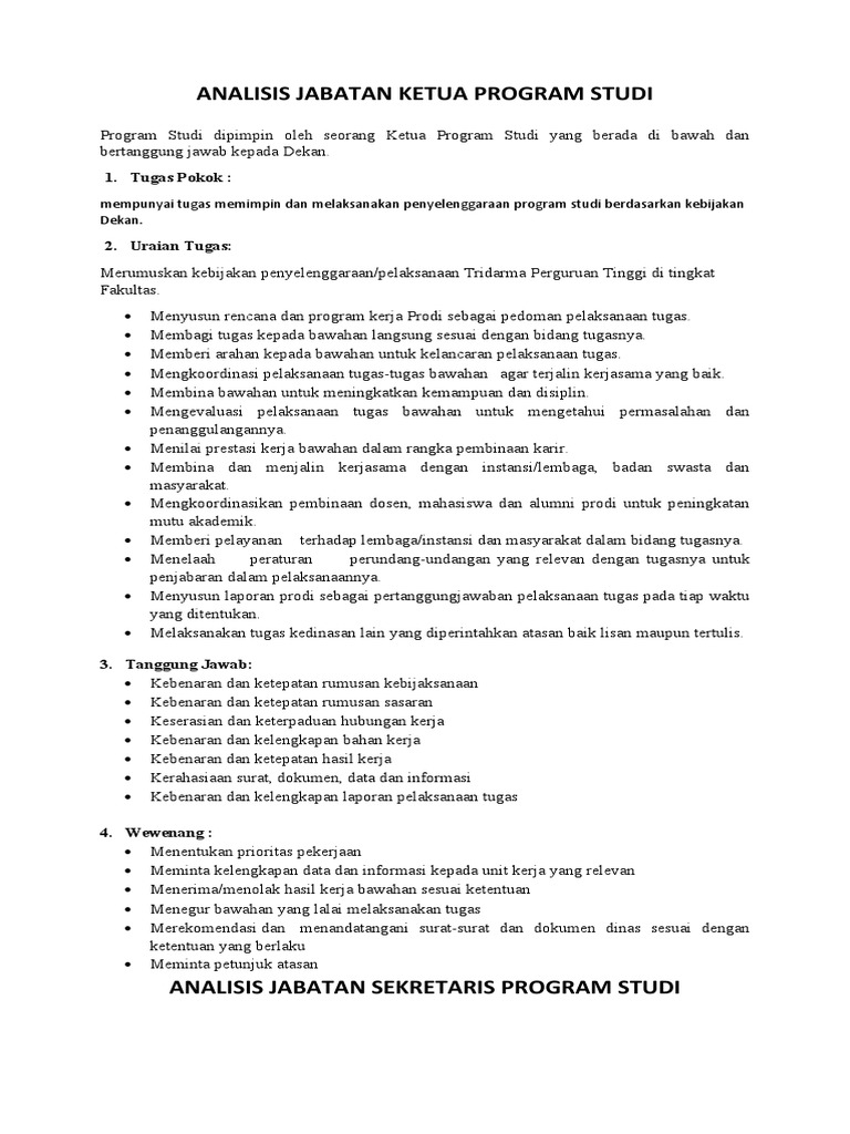 Analisis Jabatan Ketua Program Studi | PDF