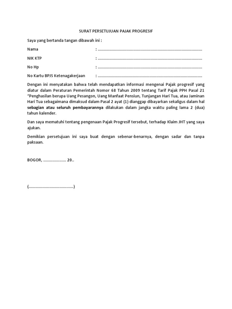Persetujuan Pajak Progresif JHT | PDF | Pengelolaan Keuangan & Uang ...