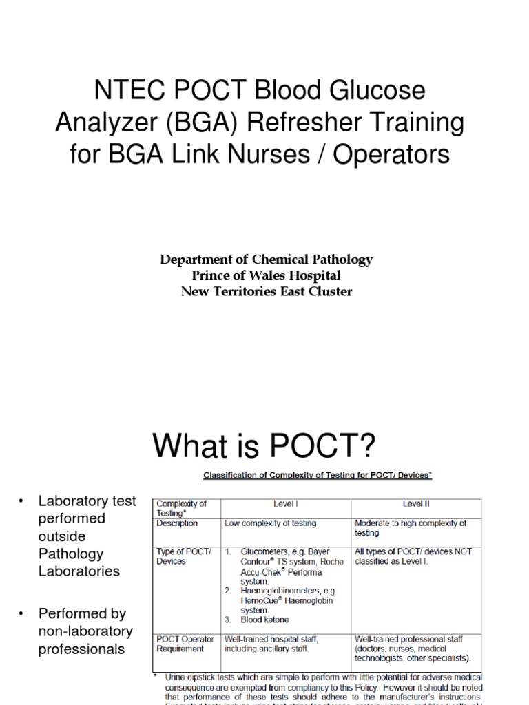 1 - 2 NTEC POCT Blood Glucose Analyzer - BGA - Refresher Training For ...