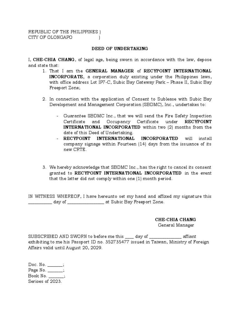 Deed of Undertaking | PDF