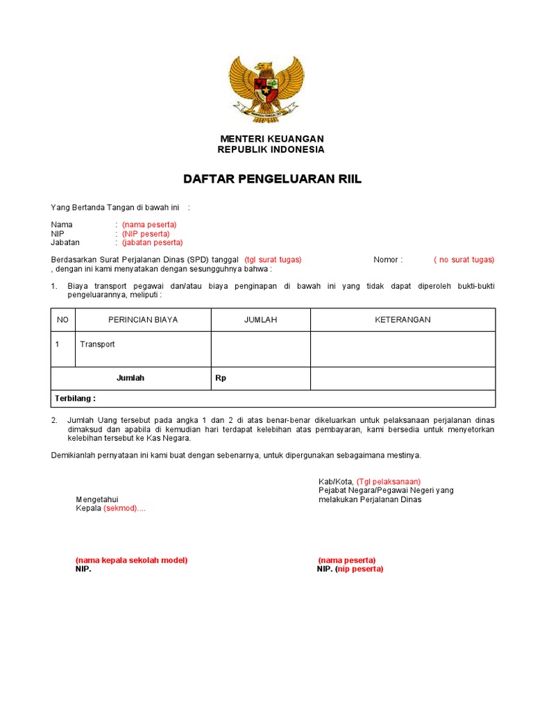 Daftar Pengeluaran Rill | PDF