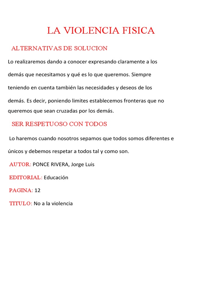 Infografia De La Violencia Fisica