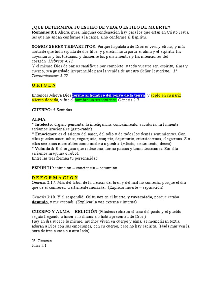 Que Determina Tu Estilo de Vida o Estilo de Muerte | PDF | Alma ...