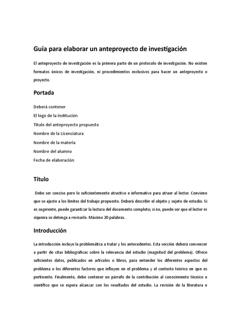 Guía para Elaborar Un Anteproyecto de Investigación | PDF | Publicación ...